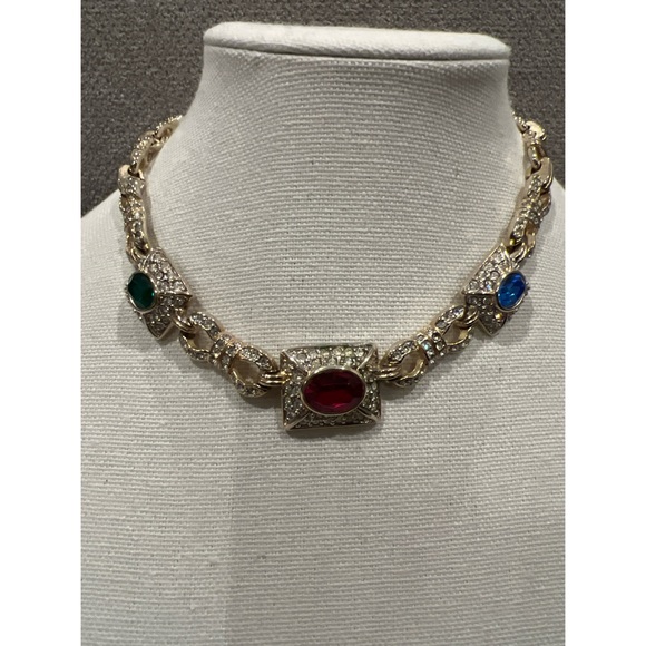 Jewelry | Vintage Art Deco Rhinestone And Jewel Encrusted Necklace ...